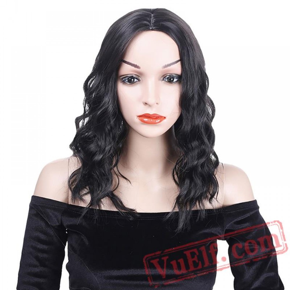 Black Women Beauty Curly Hair Full Natural Black Wig Cosplay